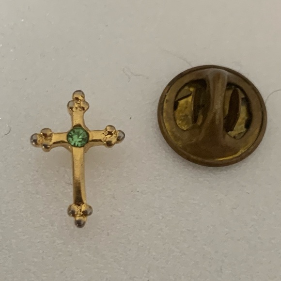 Vintage | Accessories | Vintage Gold Plated Cross Lapeltie Pin With ...